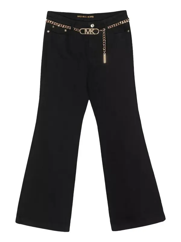 Michael Kors Chain-belt Flared Cotton Jeans - Black
