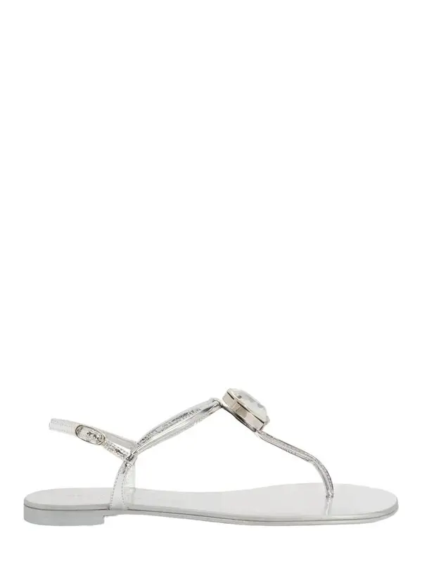 GIUSEPPE ZANOTTI Anthonia Metallic-effect Flat Sandals - Silver
