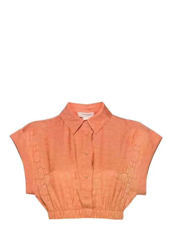 TWINSET Cropped Logo-jacquard Shirt - Orange