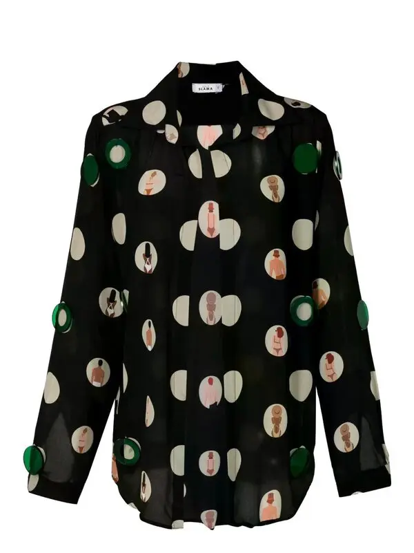 AMIR SLAMA Graphic-print Silk Blouse - Black