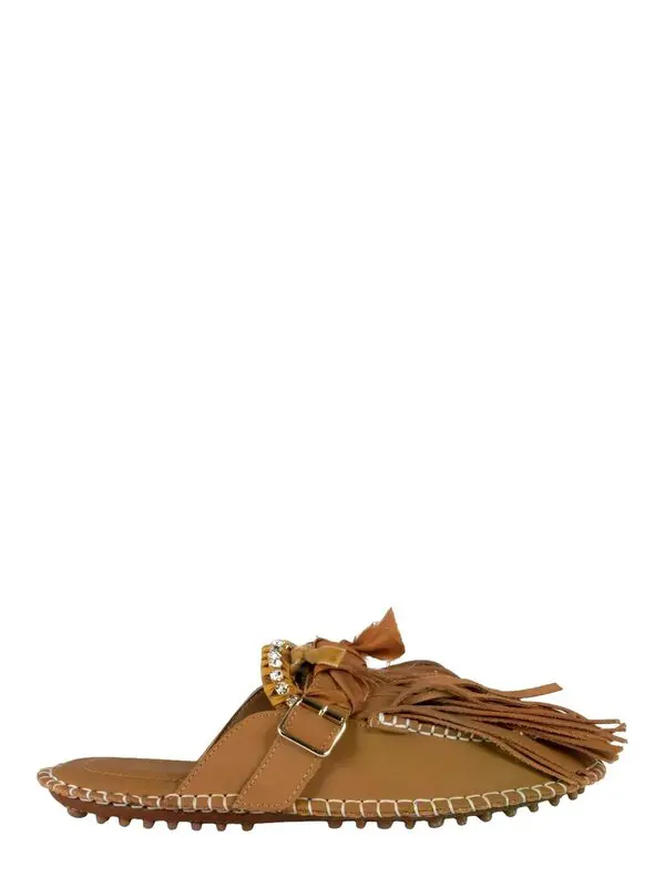 13 09 SR Fringed Mules - Brown
