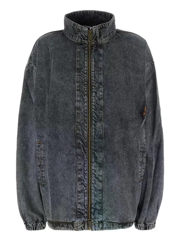 Y/project Funnel-neck Denim Jacket - Grey