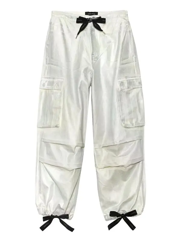 PURPLE BRAND Metallic Cargo Trousers - Silver