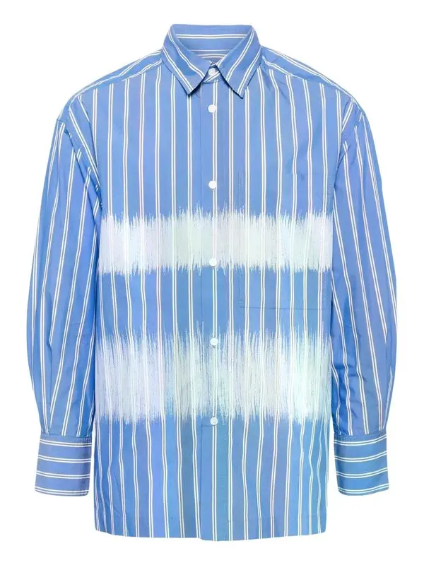 CROQUIS Stripe-pattern Cotton-blend Shirt - Blue