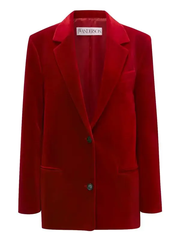 JW Anderson Floral-appliqué Velour Blazer - Red