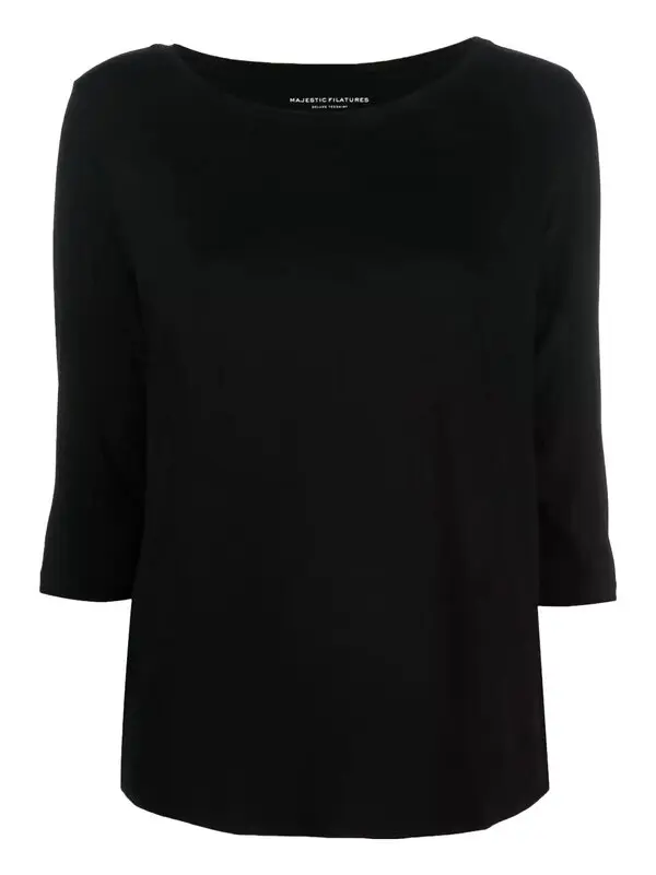 Majestic Filatures Boat-neck Jersey Top - Black