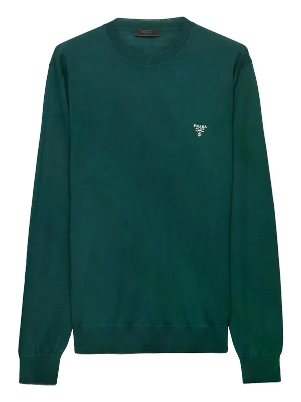 Prada Logo-embroidered Wool Jumper - Green
