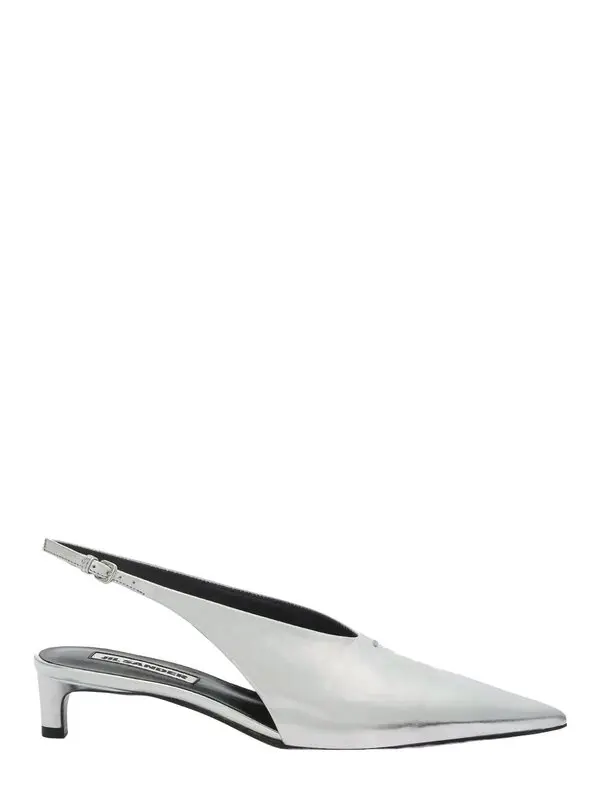 JIL SANDER Metallic Slingback Kitten Heel Pumps - Grey