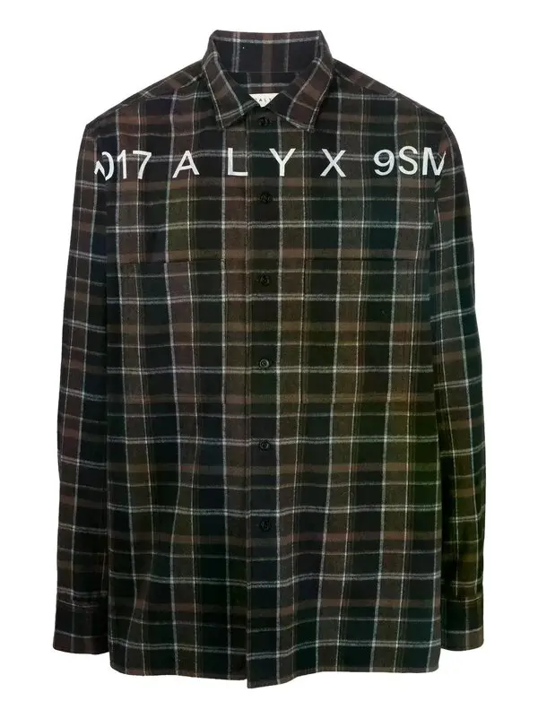 1017 Alyx 9sm Cotton Tartan Long-sleeve Shirt - Brown