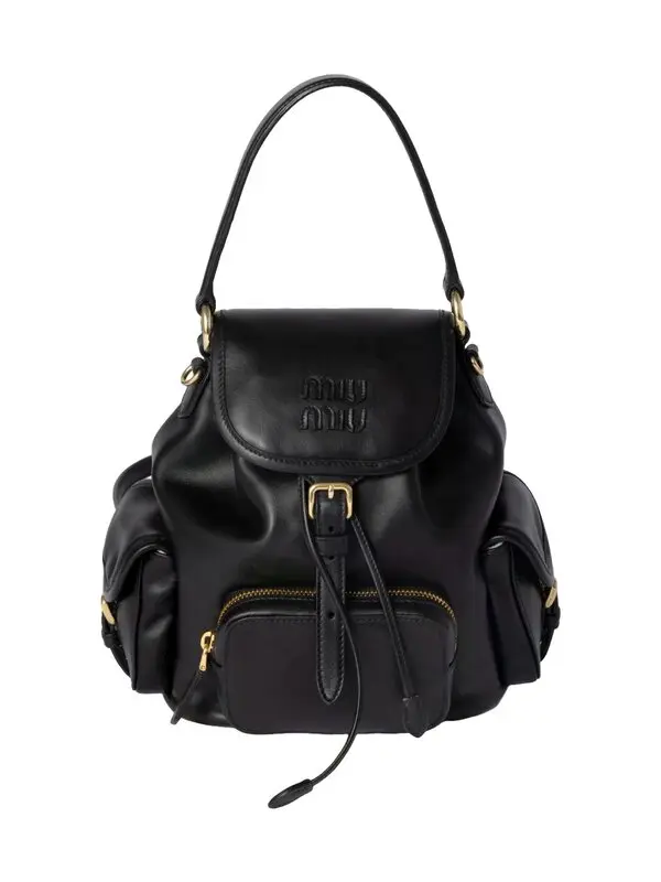 Miu Miu Leather Convertible Backpack - Black