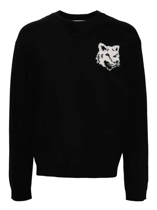 Maison Kitsuné Fox Head Intarsia Jumper - Black