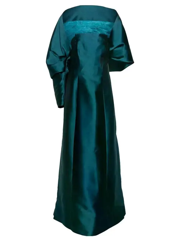 Alberta Ferretti Asymmetric Satin Gown - Blue