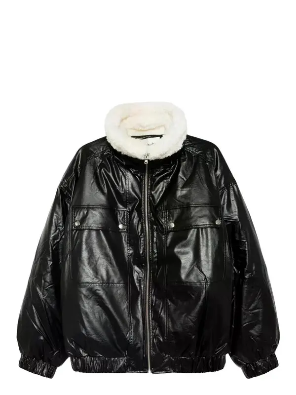 B+AB Faux-leather Jacket With Shearling Collar - Black