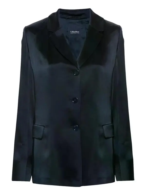 Max Mara Single-breasted Satin Blazer - Blue
