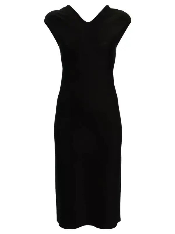 MRZ V-neck Pencil Midi Dress - Black