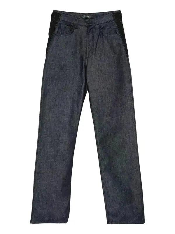 MUGLER Lace-up Straight Leg Jeans - Blue