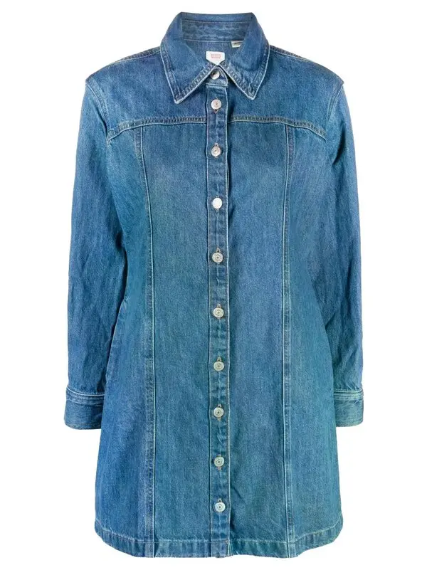 LEVI'S Long-sleeve Button-up Mini Dress - Blue