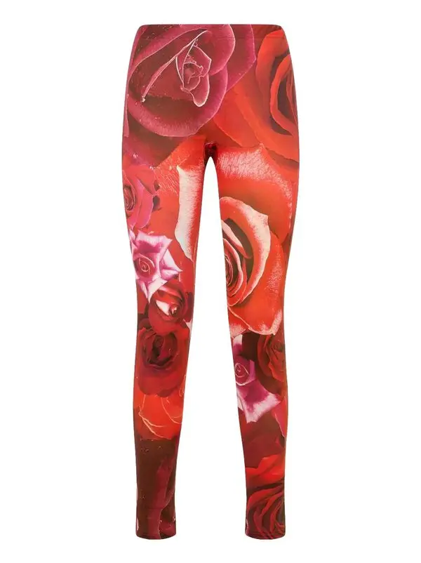 Roberto Cavalli Garden Rose-print Leggings - Red