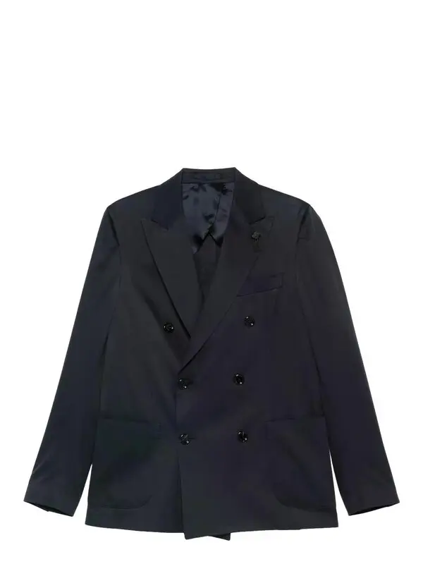 LARDINI Brooch-detail Blazer - Blue
