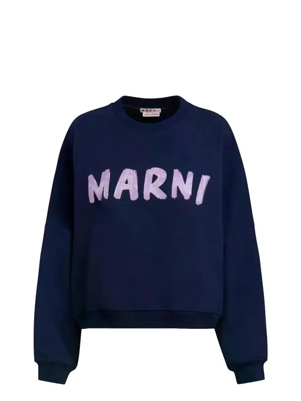 Marni Logo-print Cotton Sweatshirt - Blue