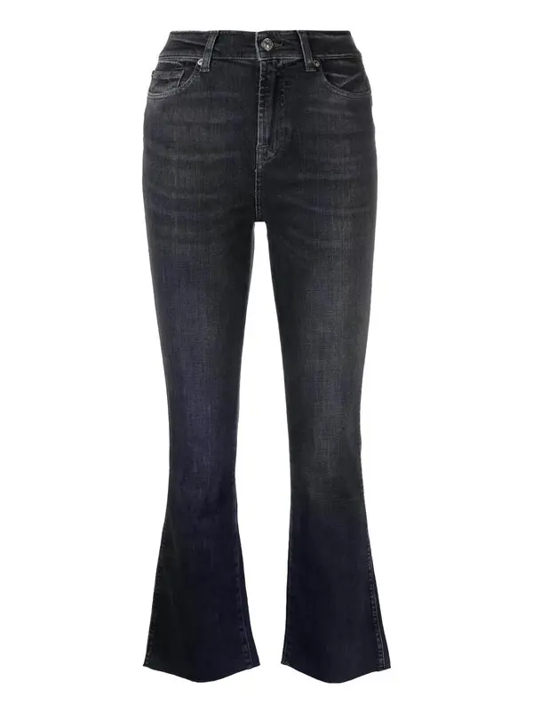7 For All Mankind Cropped Flared Jeans - Black