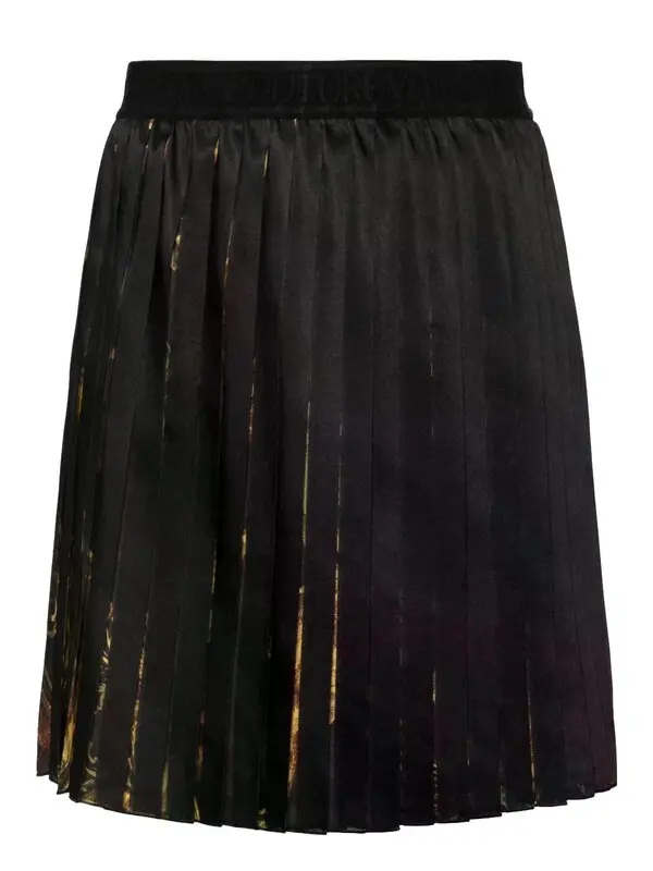 Versace Watercolour Couture-print Pleated Miniskirt - Black