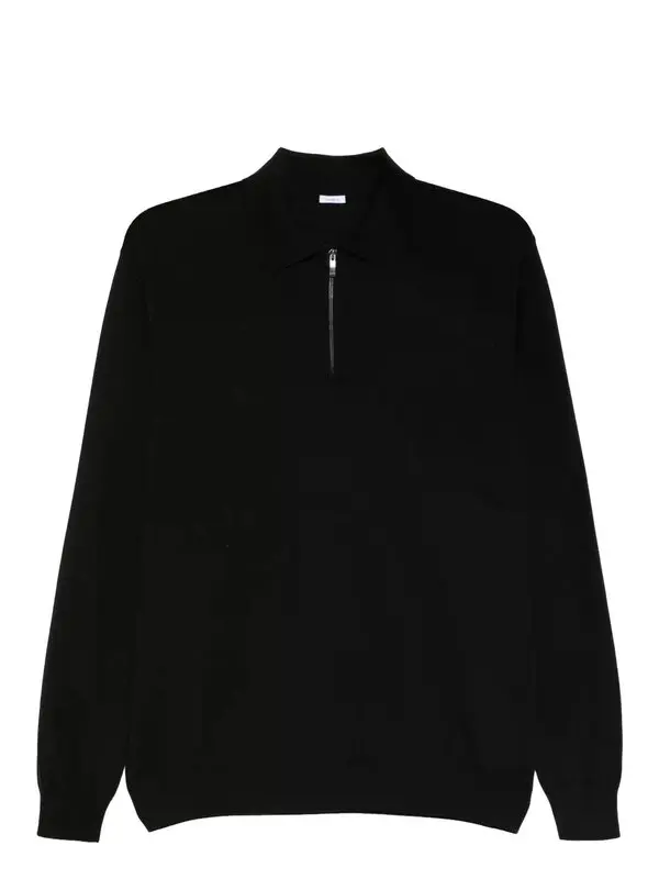 Malo Virgin Wool Polo Shirt - Black