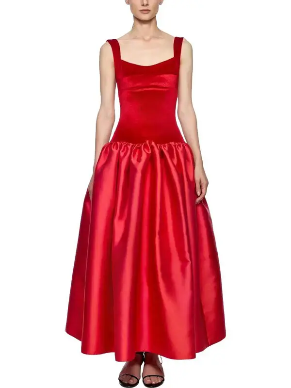 ATU BODY COUTURE Velvet-panel Maxi Gown - Red
