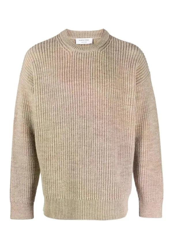 MARINE SERRE Ribbed-knit Wool Jumper - Neutrals