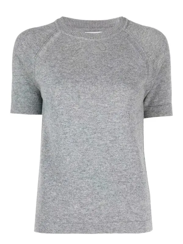 BARRIE Short-sleeved Cashmere Top - Grey