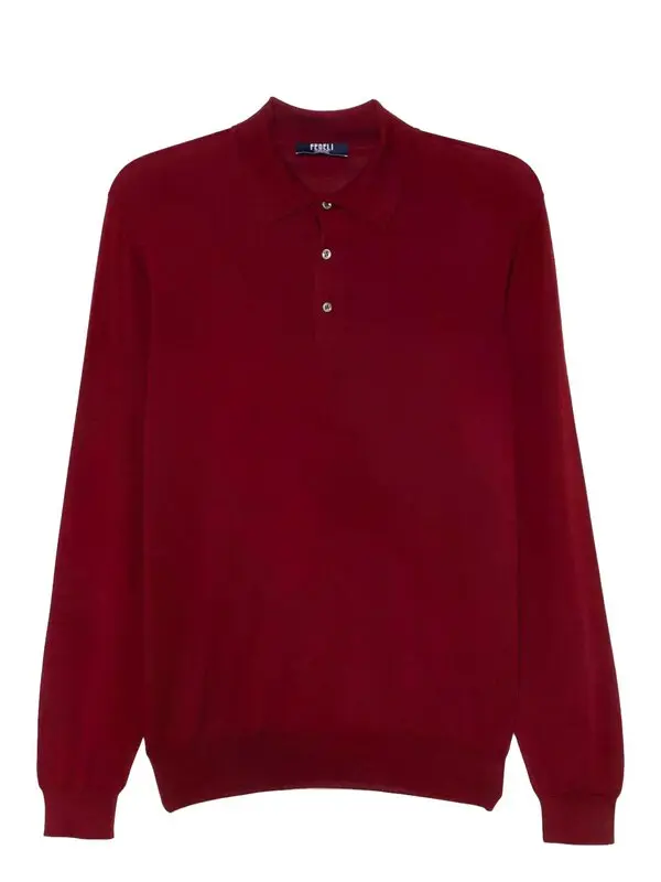 Fedeli Fine-knit Polo Shirt - Red