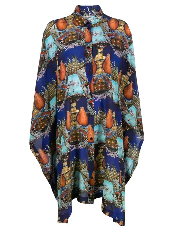 Henrik Vibskov Square Boxing-print Midi Dress - Blue