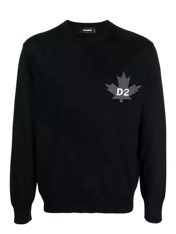 Dsquared2 Maple Leaf-motif Virgin Wool Sweater - Black