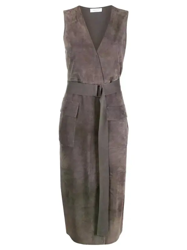 Fabiana Filippi Sleeveless Leather Dress - Grey