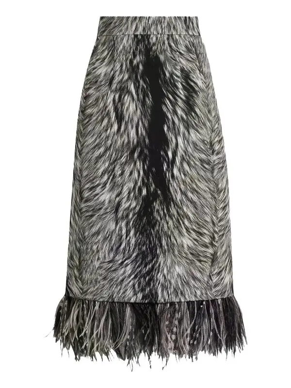 Dolce & Gabbana Feather-trim Faux-fur Mid-length Skirt - Grey