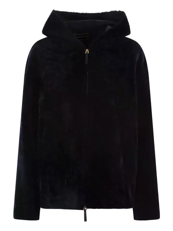 10 CORSO COMO Hooded Shearling Jacket - Blue