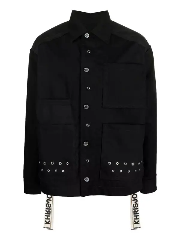 Khrisjoy Eyelet-embellished Military Jacket - Black