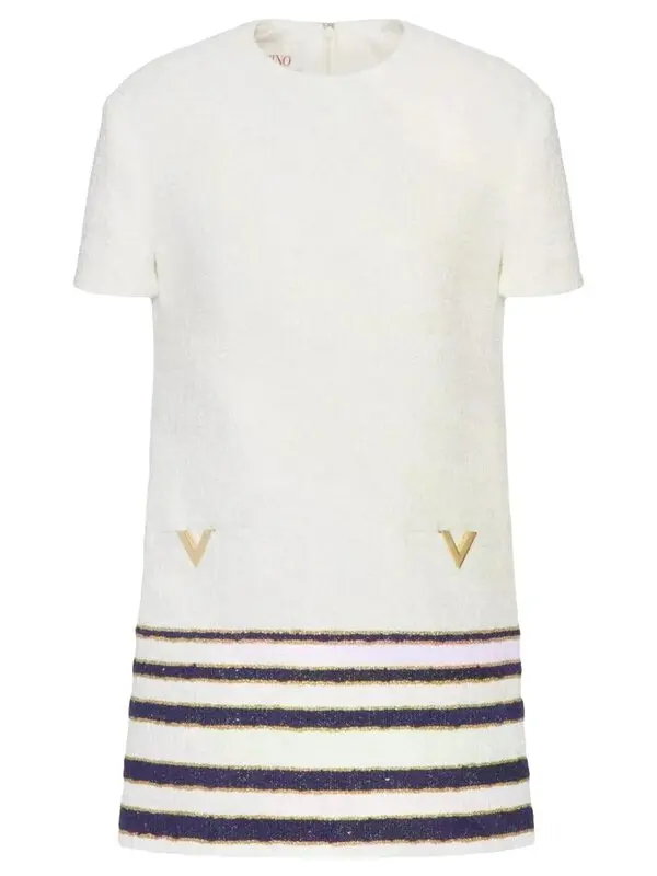 Valentino Garavani Mariniere Tweed Short Dress - Neutrals