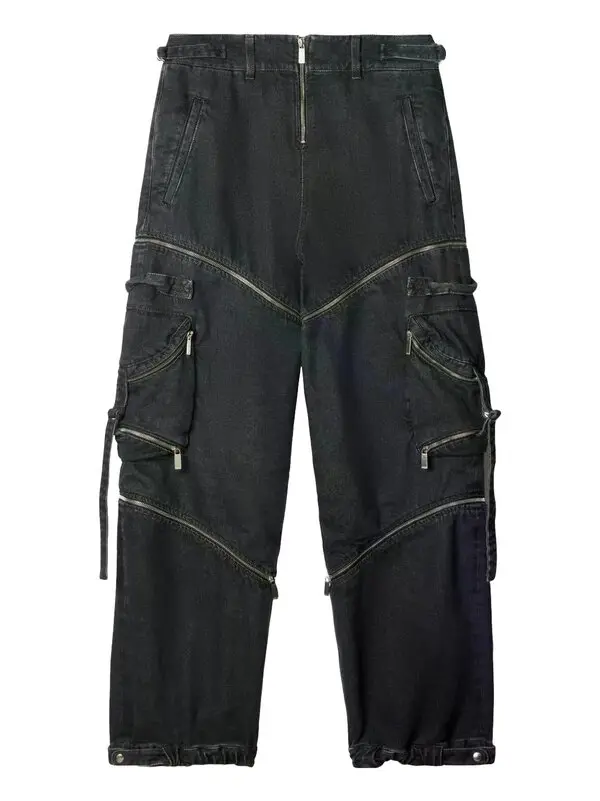 Off-White Zip Detail Denim Cargo Pants - Grey