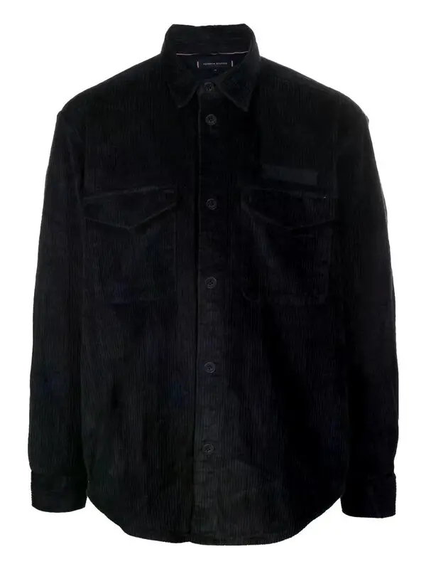 Tommy Hilfiger Rubberised-logo Corduroy Overshirt - Blue