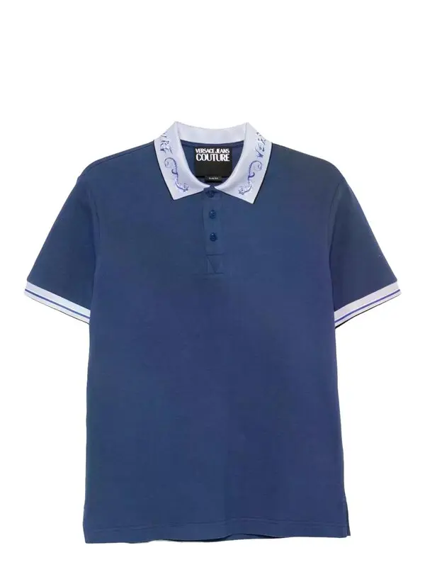 Versace Logo-collar Polo Shirt - Blue