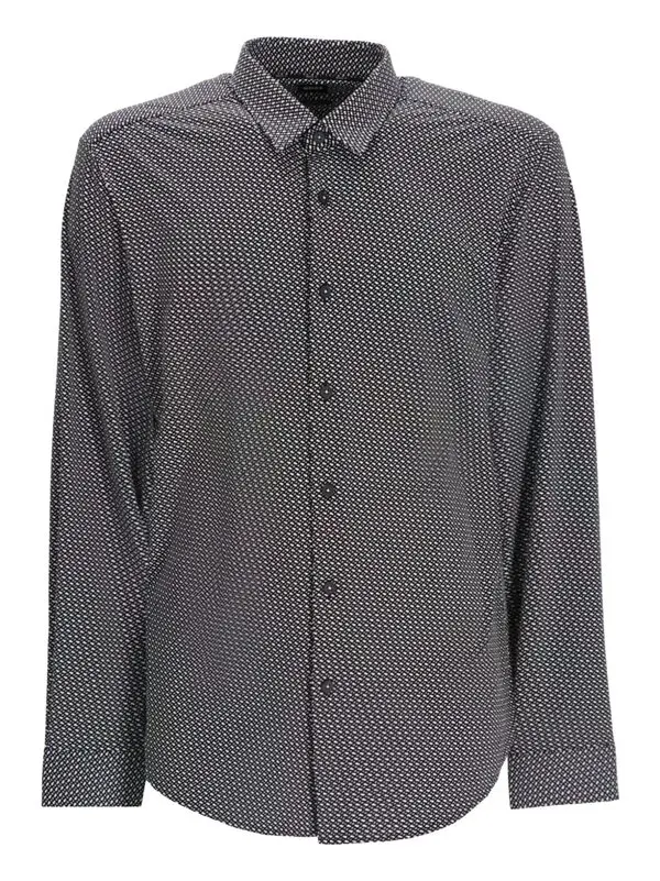 BOSS Geometric-print Long-sleeve Shirt - Black