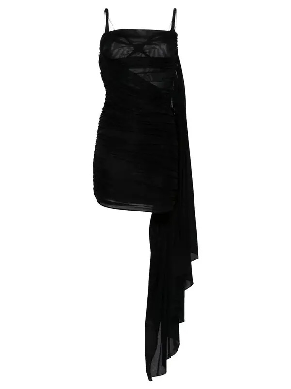 MUGLER Open-back Draped Minidress - Black