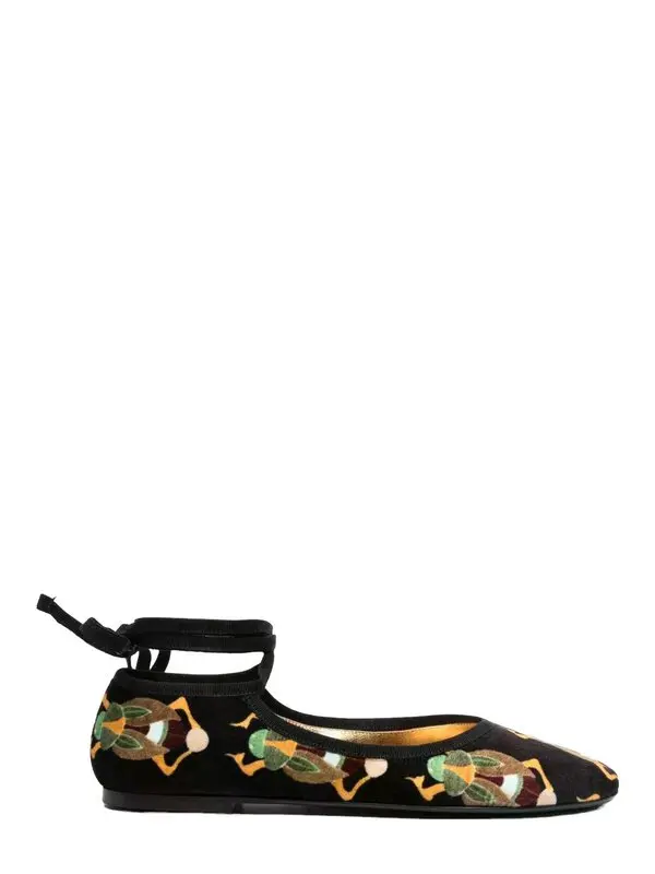 La DoubleJ Winter Velvet Ballerina Shoes - Black