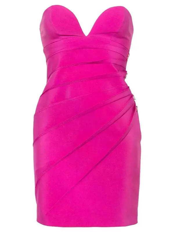 GENNY Strapless Pleat-detail Minidress - Pink