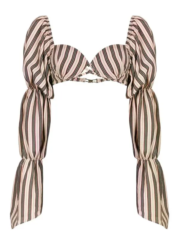 AMIR SLAMA Stripe-print Cropped Blouse - Multicolour