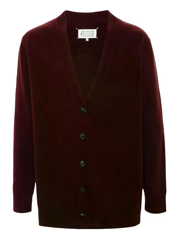 MAISON MARGIELA Washed Wool Cardigan - Red