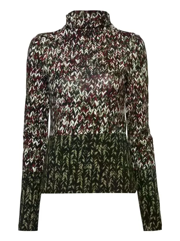 Loewe Knit-print Long-sleeve Top - Green