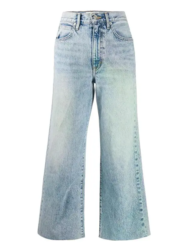 SLVRLAKE Mid-rise Cropped Wide Leg Jeans - Blue