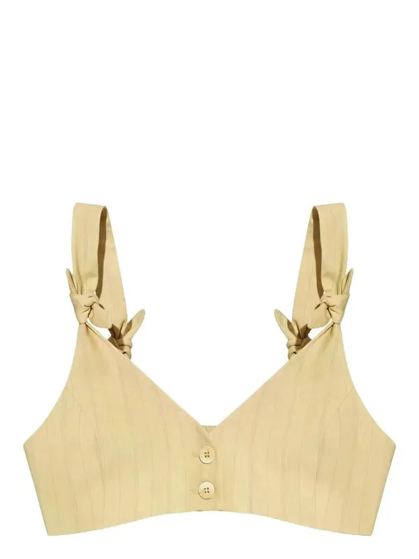 GANNI Knot-detail Cropped Top - Neutrals